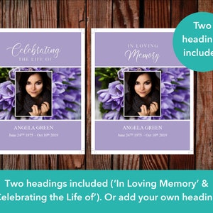 Purple Funeral Poster | Purple Funeral Welcome Sign | Funeral Sign ...