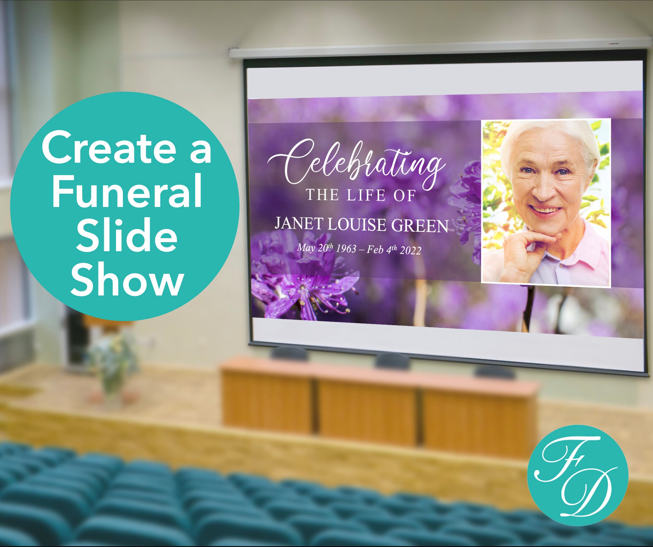 Purple Funeral Slideshow Template Celebration of Life | Etsy
