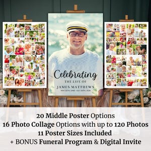 Memorial Photos, Funeral Poster Set Bundle, Canva Memorial Photo Boards ...