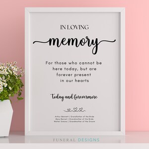 Memory Table Wedding Sign, Memorial Wedding Sign, in Loving Memory Sign ...