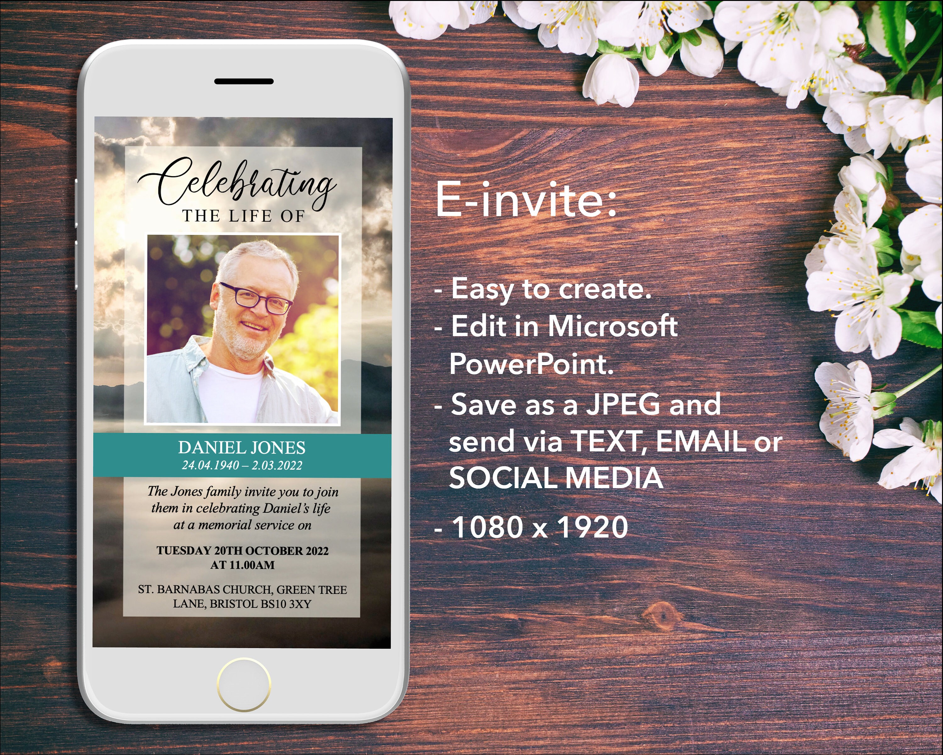 Funeral E-invite & Invitation Card Celebration of Life | Etsy