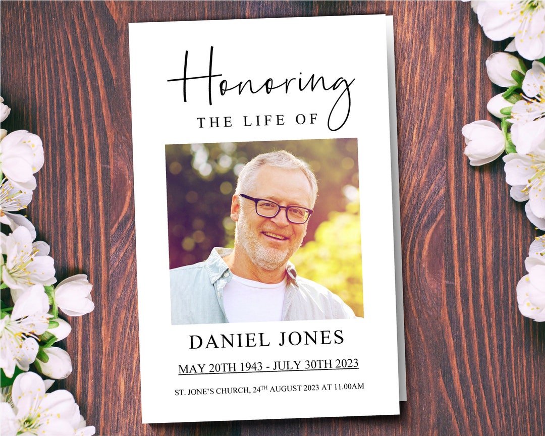 Modern Funeral Program Template | Obituary Template for Celebration of ...