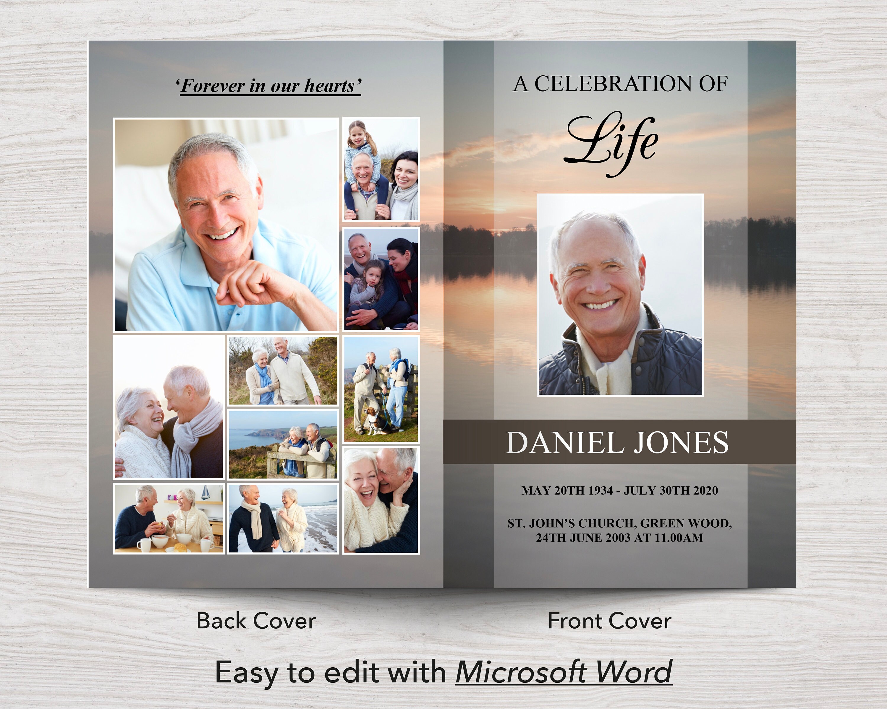 Lake Funeral Program Template for Men Celebration of Life - Etsy