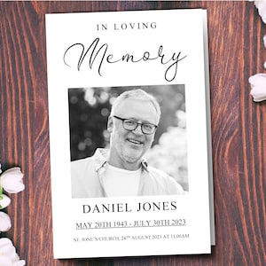 In Loving Memory Funeral Program Template for Man | Minimalist ...