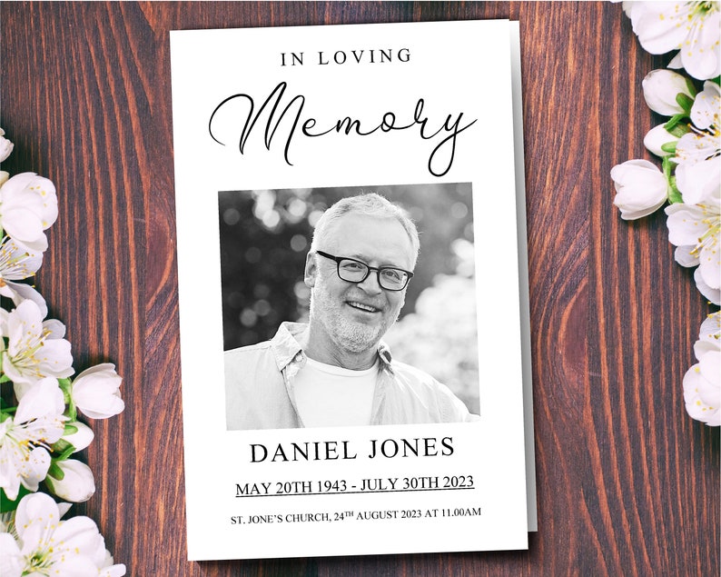In Loving Memory Funeral Program Template for Man Minimalist - Etsy