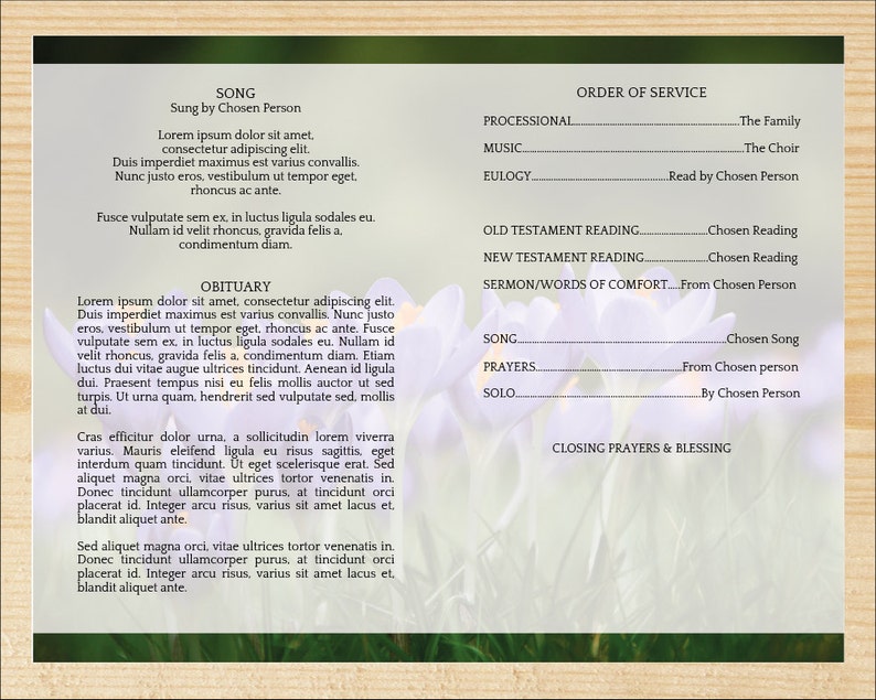 Celebration of Life Program Template Funeral Program - Etsy