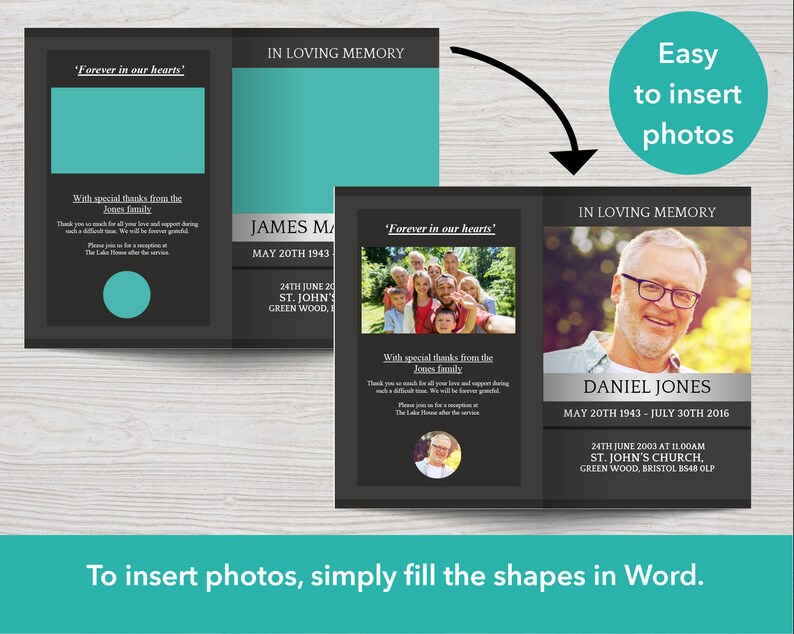 Manly Funeral Program Template | 8 Page Memorial Booklet | 8 Page ...
