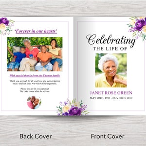 11 X 17 Inch Obituary Template for Women 8 Page Funeral - Etsy