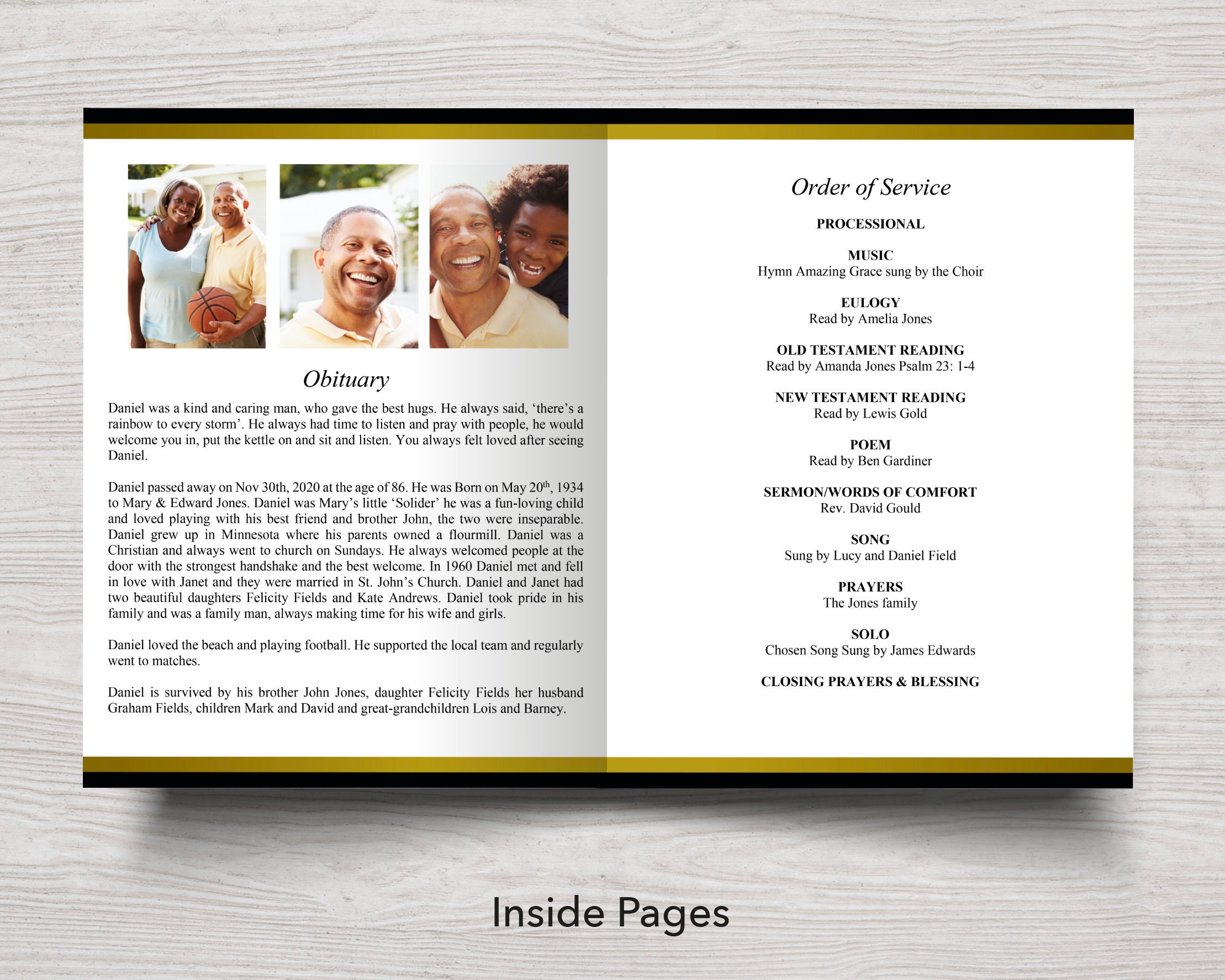 11 X 17 Funeral Program Template for Man 8 Page Funeral | Etsy