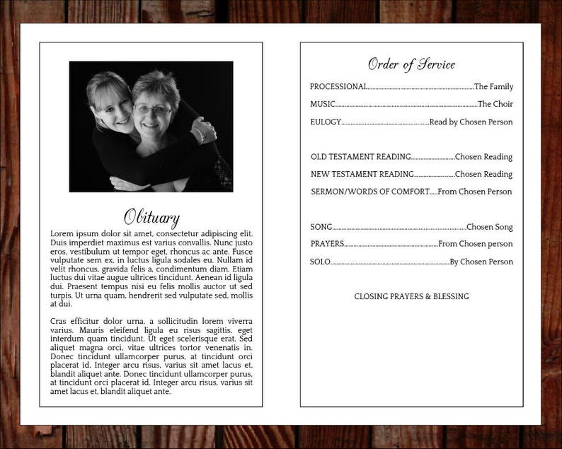 Funeral Program Template for Woman Celebration of Life - Etsy
