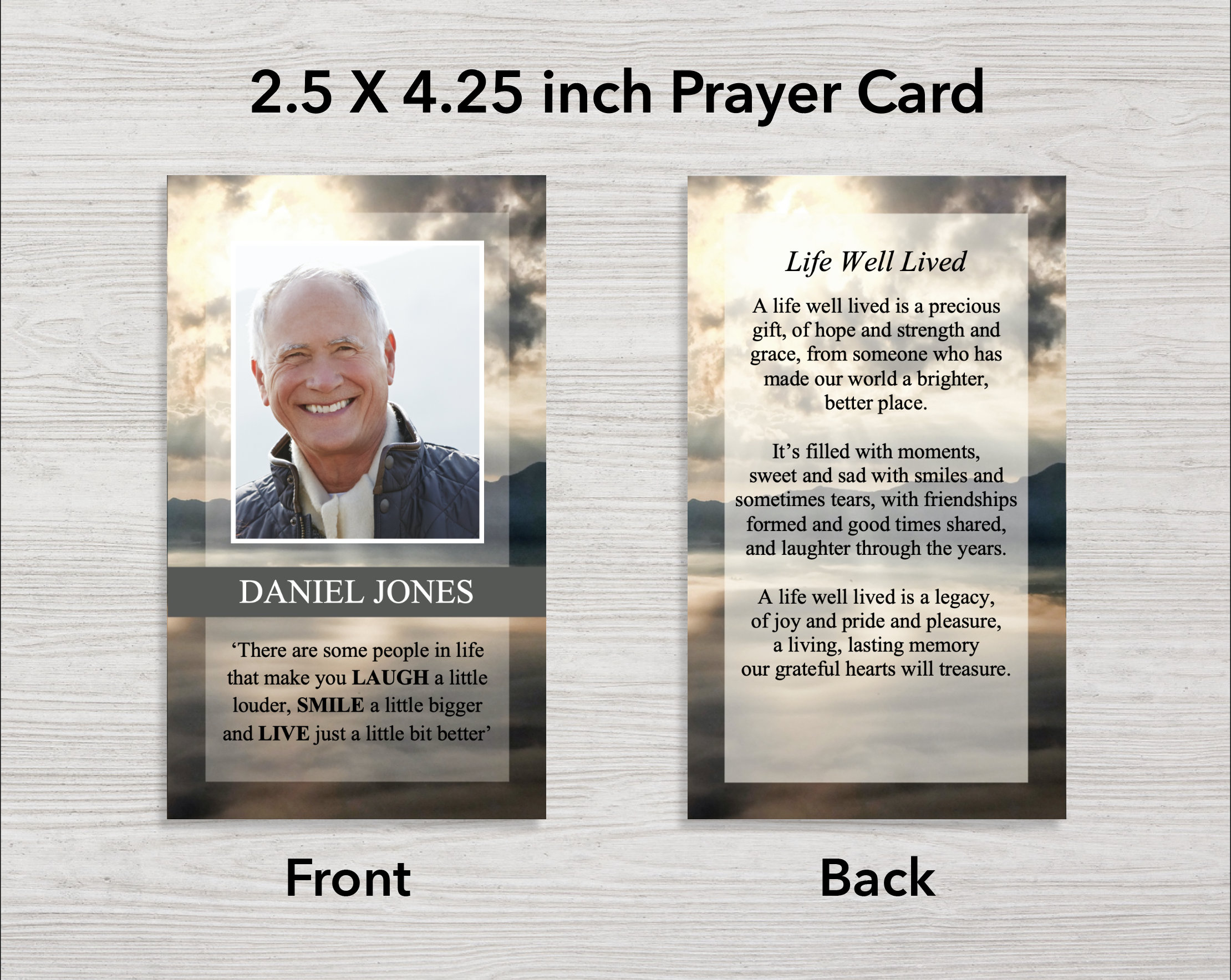 Funeral Prayer Card for Men | Celebration of Life | Funeral Card ...