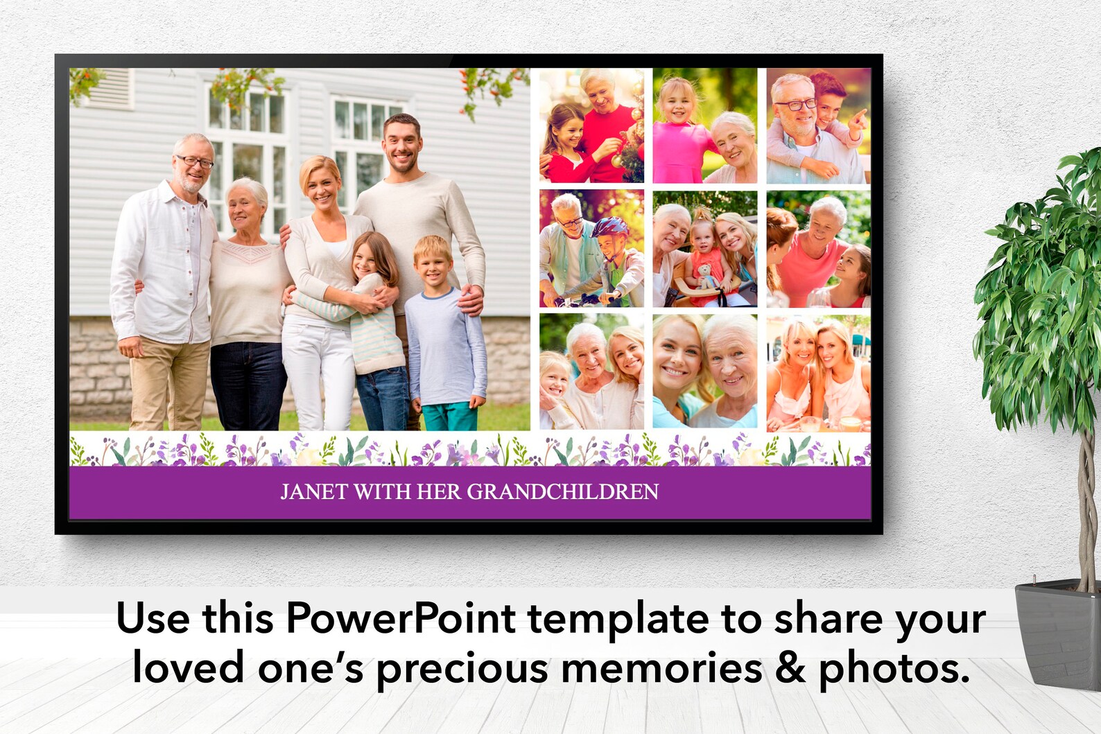 Premium Funeral Powerpoint Template With Purple Flowers | Funeral ...
