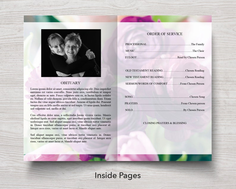 Purple Funeral Program Template Purple Obituary Template | Etsy