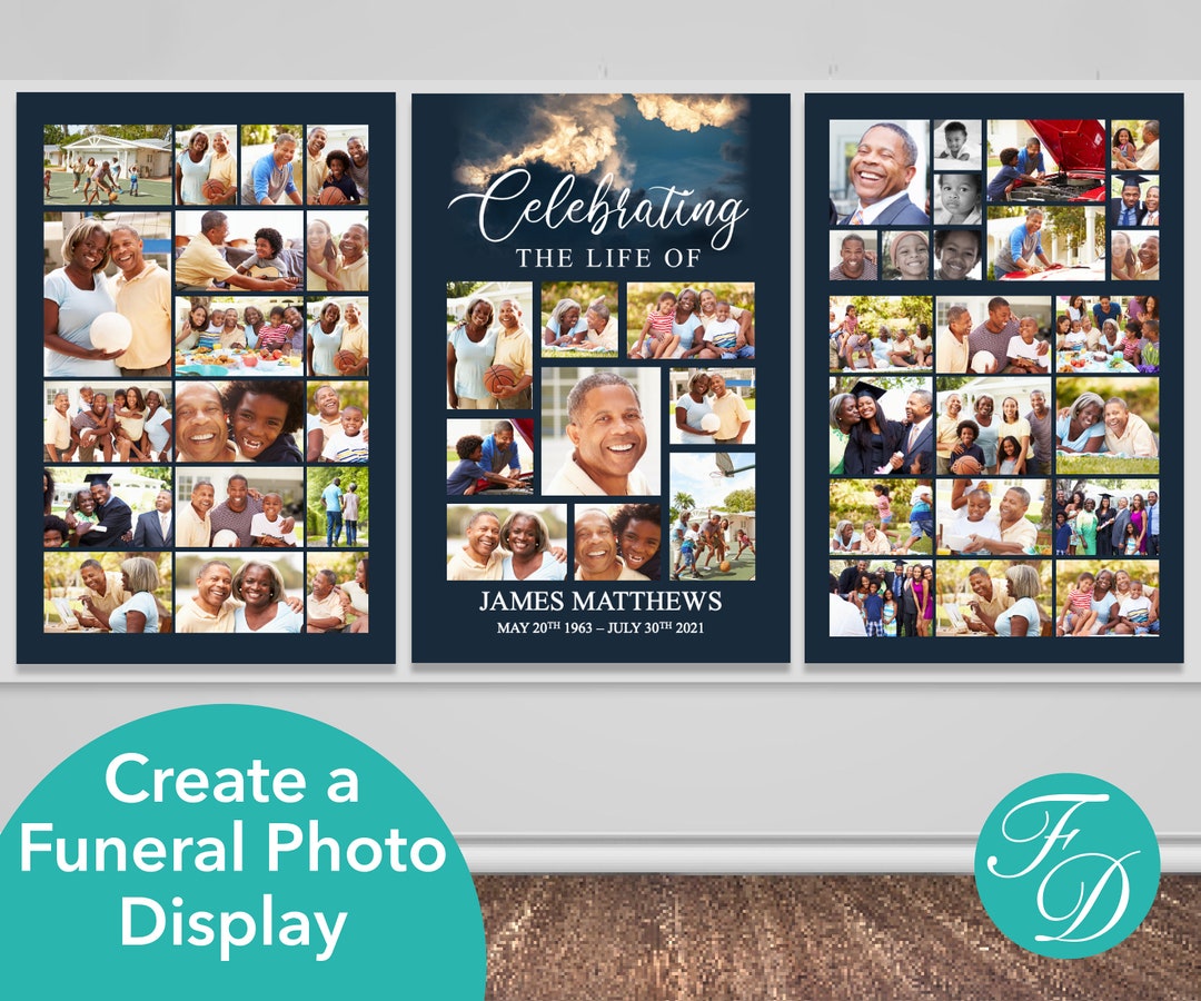 Celebration of Life Poster Funeral Photo Display for Man Funeral Poster ...