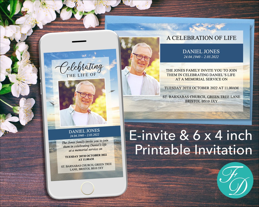 Funeral E-invite & Invitation Card Funeral Invitation Celebration of ...