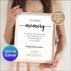 Memory Table Wedding Sign, Memorial Wedding Sign, in Loving Memory Sign ...