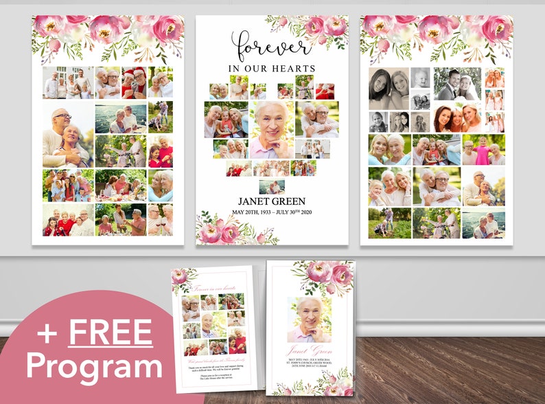Funeral Photo Collage Display FREE Program Funeral Poster - Etsy UK