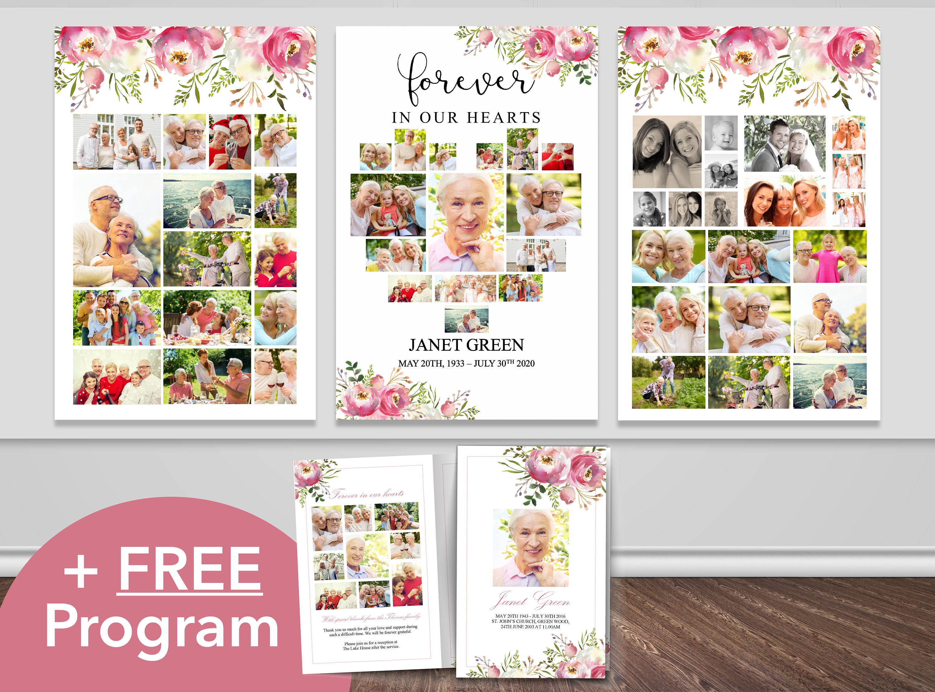 Funeral Photo Collage Display FREE Program Funeral Poster - Etsy UK