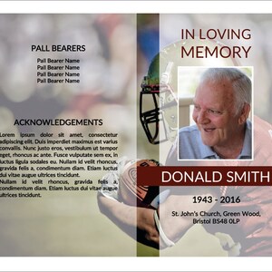 Football Funeral Program Template NFL Memorial Program | Etsy
