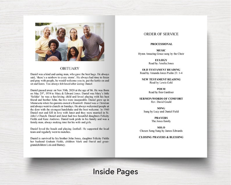 Funeral Program Template With Photo Collage and Obituary - Etsy UK