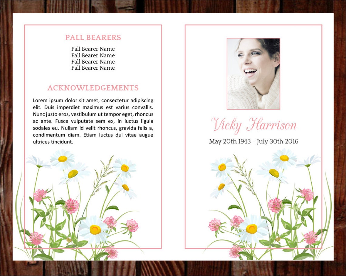 Daisy Funeral Program Template Order of Service With Daisies - Etsy UK
