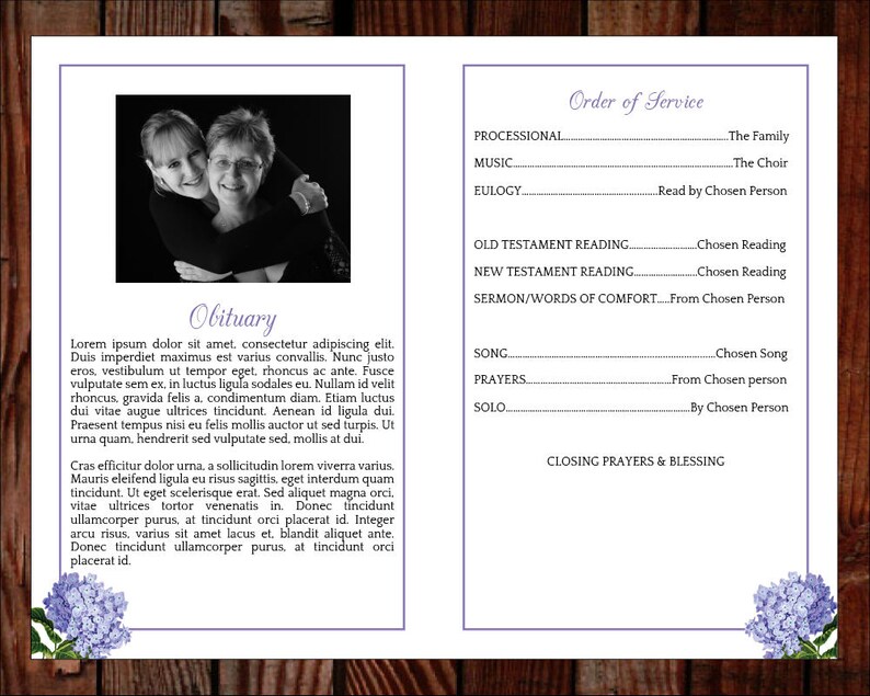 Purple Funeral Program Template Purple Celebration of Life - Etsy
