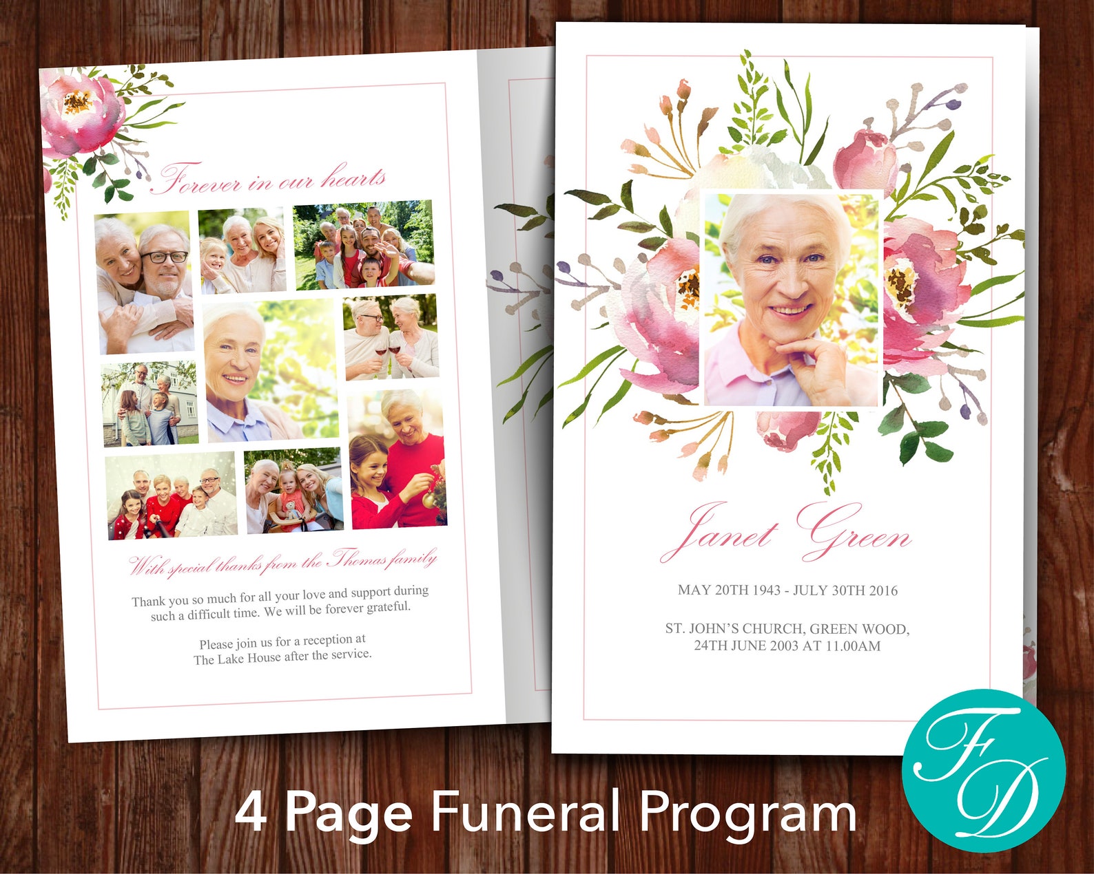 Funeral Program Template Order of Service Celebration of - Etsy UK