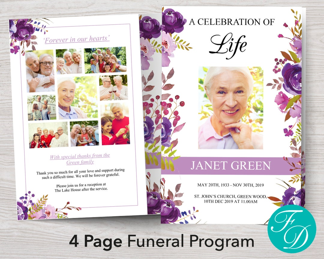 Funeral Program Template | Obituary Template | Celebration Of Life 
