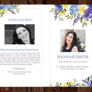 Watercolor Funeral Program Template Watercolor Celebration of Life ...