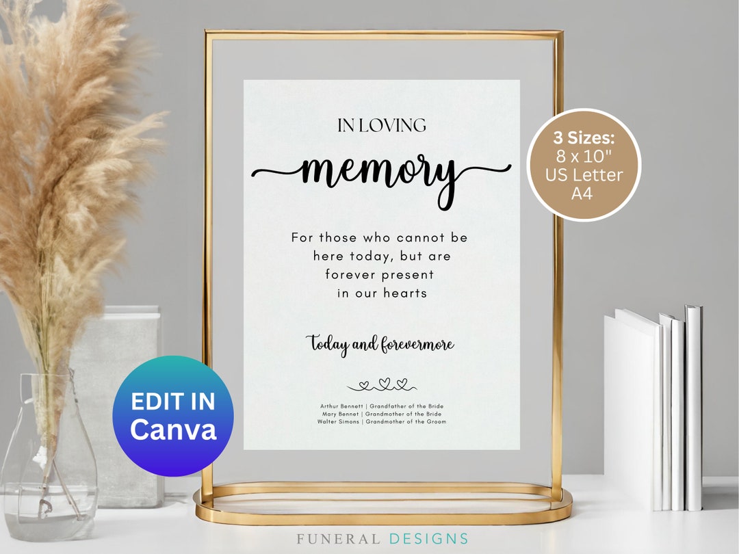 In Loving Memory Sign for Minimalist Wedding, Memorial Wedding Sign ...