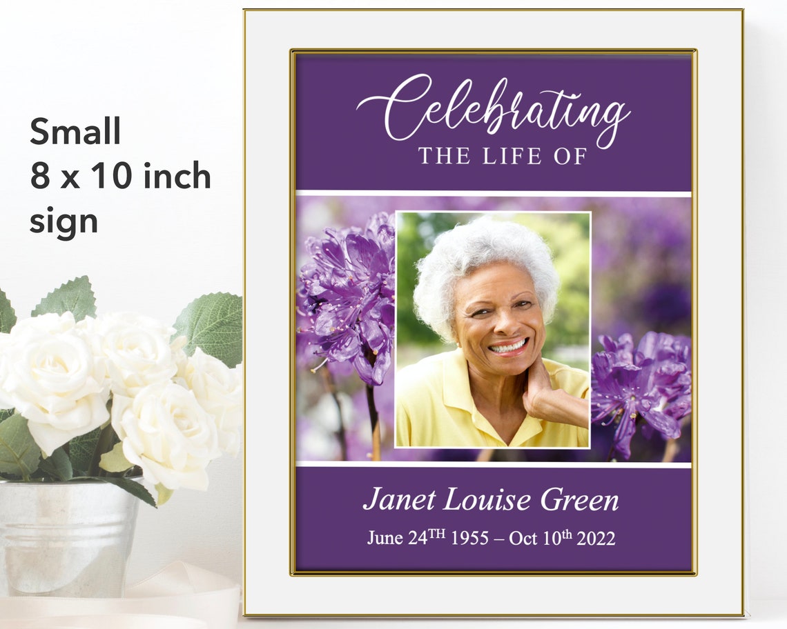 Purple Funeral Poster | Purple Funeral Welcome Sign | Funeral Sign ...