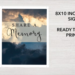Share a Memory Sign & Cards Celebration of Life Memorial Share a Memory ...