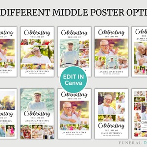 Memorial Photos, Funeral Poster Set Bundle, Canva Memorial Photo Boards ...