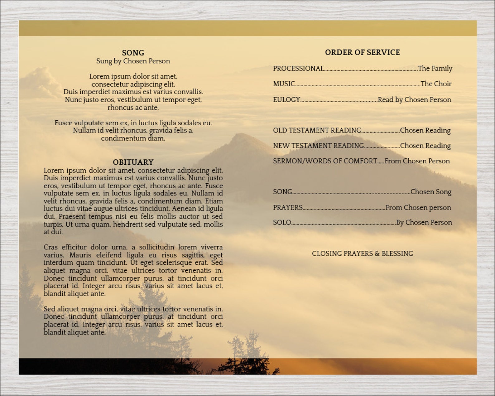 Sunset Funeral Program Template for Man Celebration of Life | Etsy