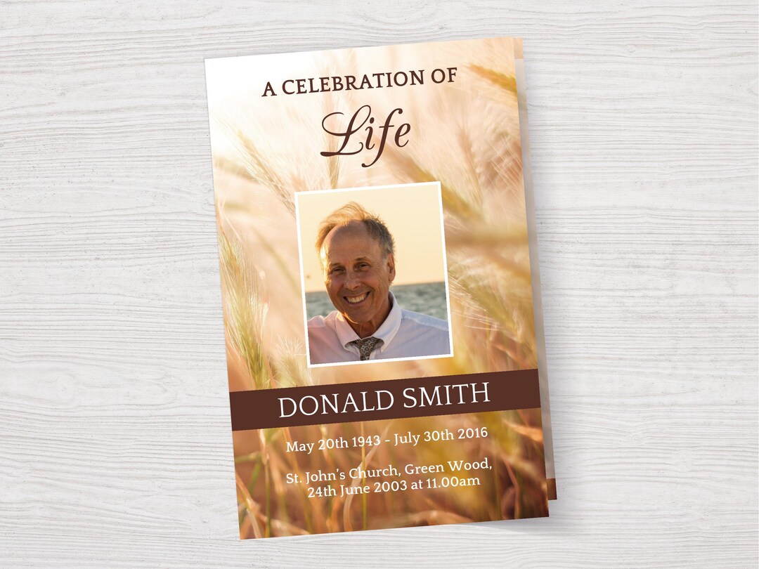 Setting Sun Funeral Program Template | Celebration of Life Program ...