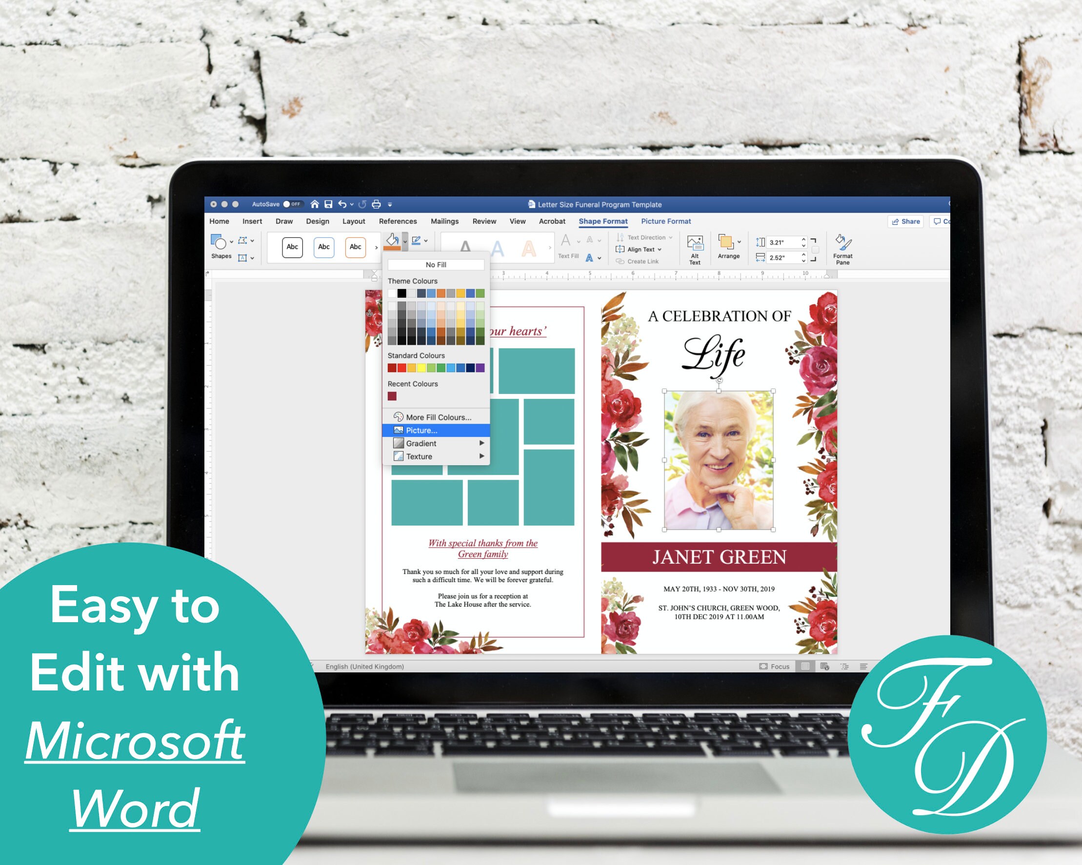 Funeral Program Template Red Rose Celebration of Life | Etsy