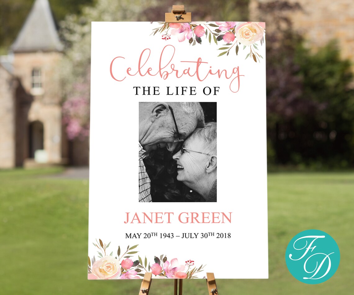 Celebration of Life Poster | Watercolor Funeral Welcome Sign ...