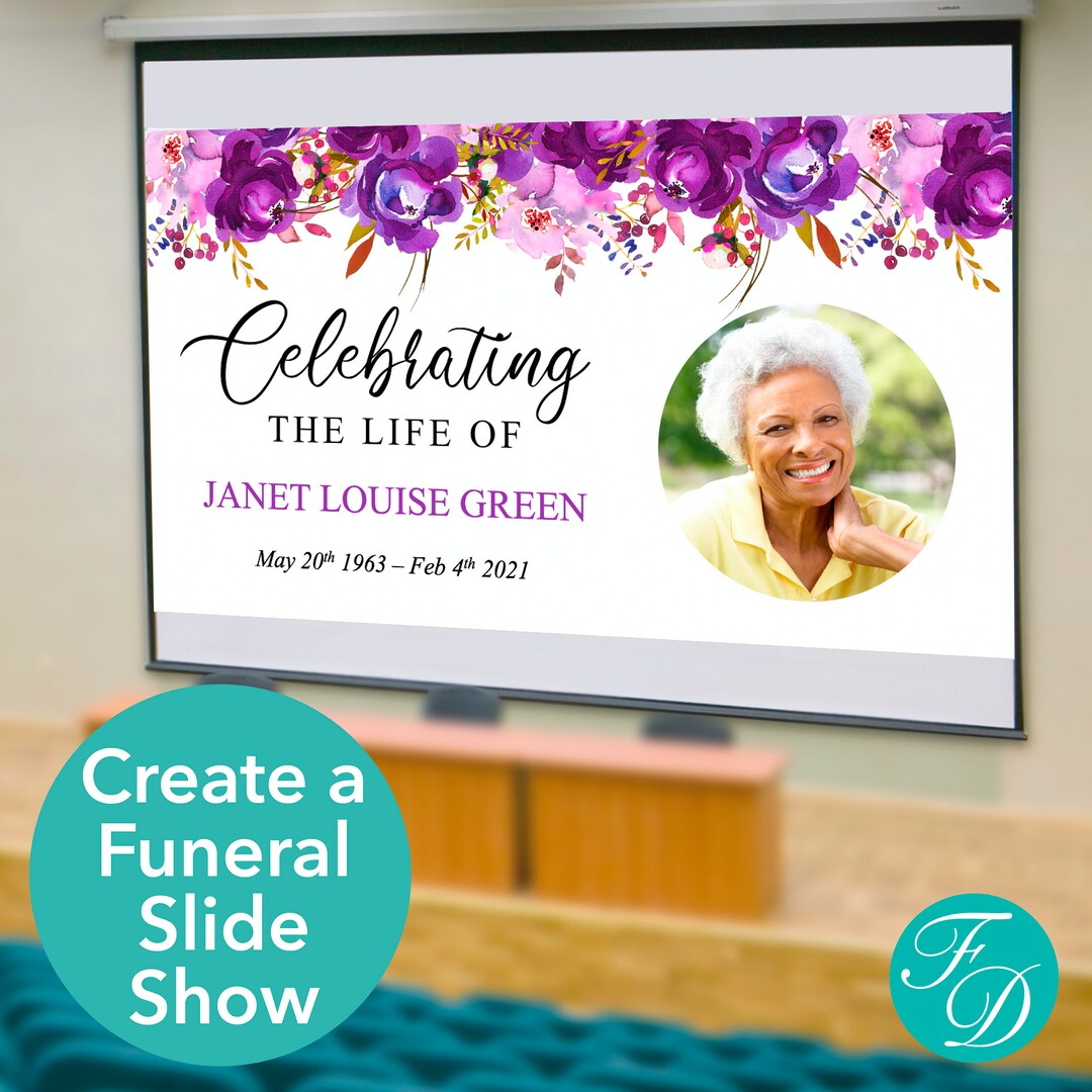 Funeral Slideshow Template Purple Funeral Slideshow Celebration of Life ...