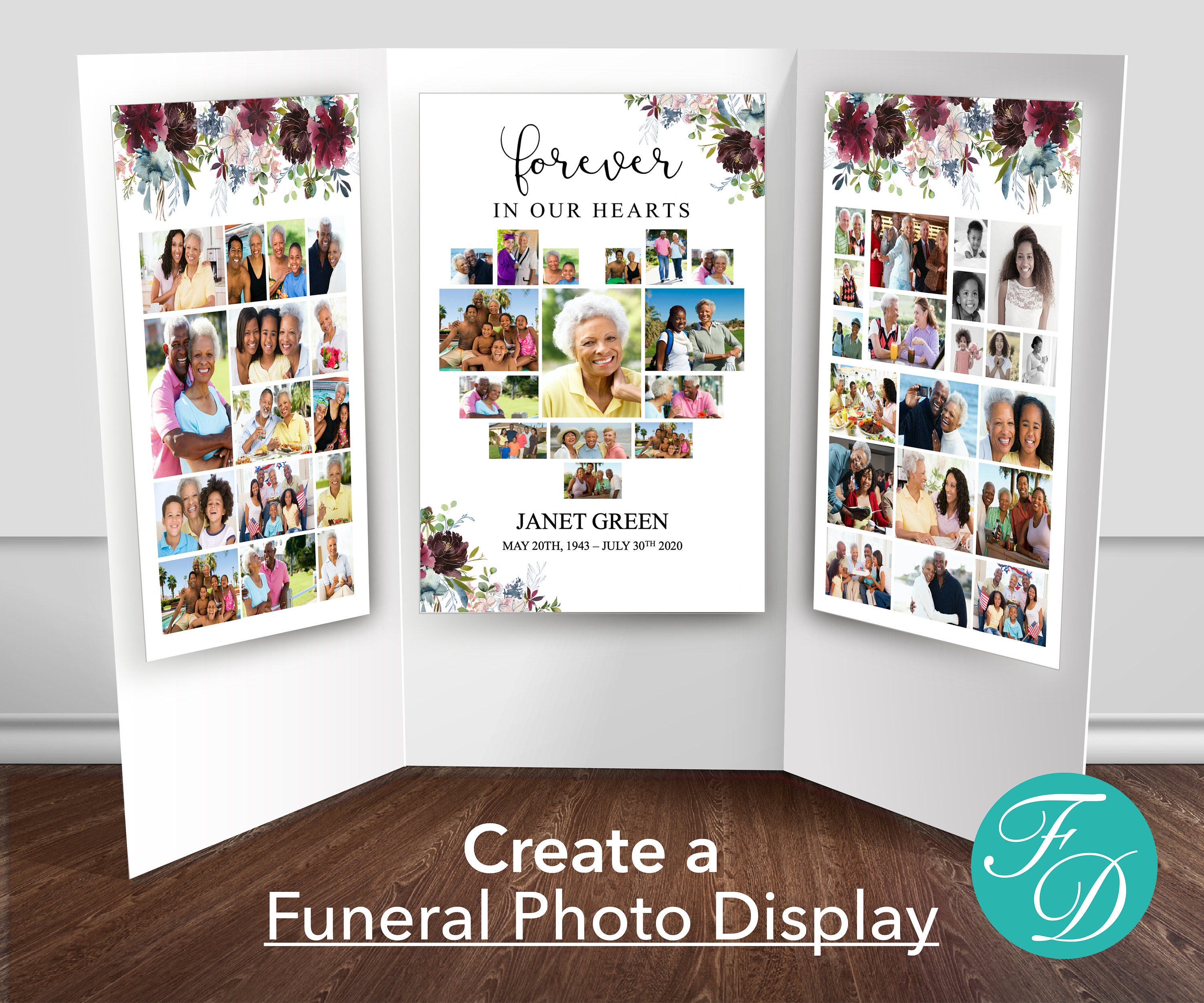 Floral Funeral Photo Display Bundle Funeral Welcome Sign | Etsy