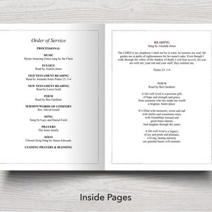 11x17 Funeral Program Template With 12 Pages | Minimalist Funeral ...