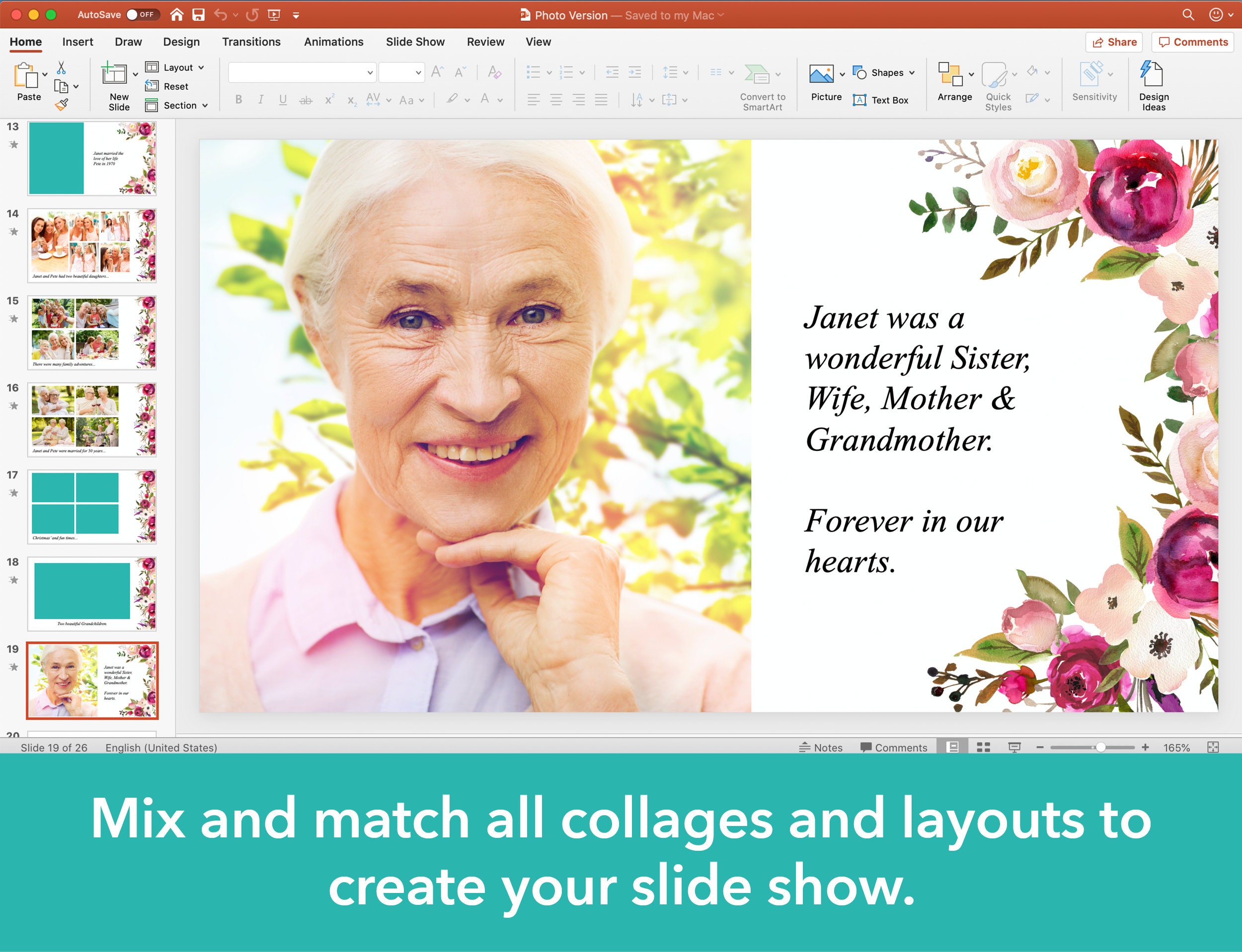 Pink Floral Funeral Slideshow Template Funeral Template | Etsy UK