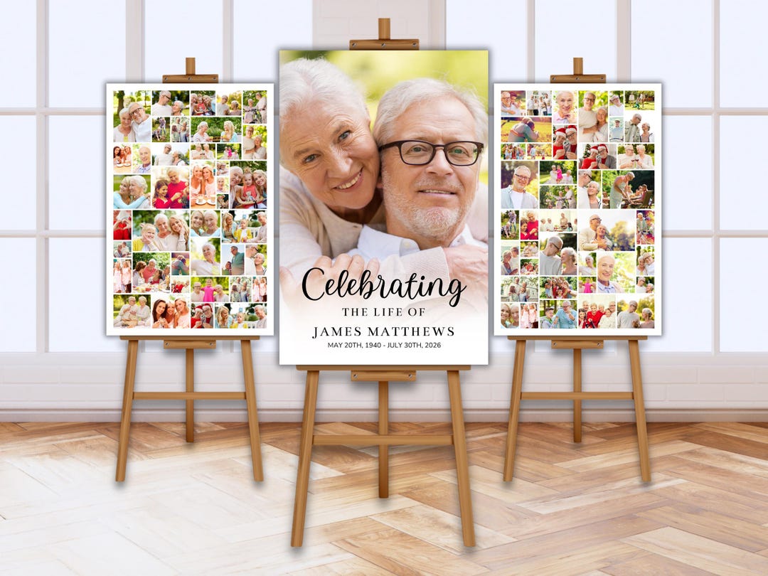 Funeral Poster Set Bundle, Canva Memorial Photo Boards, in Loving ...