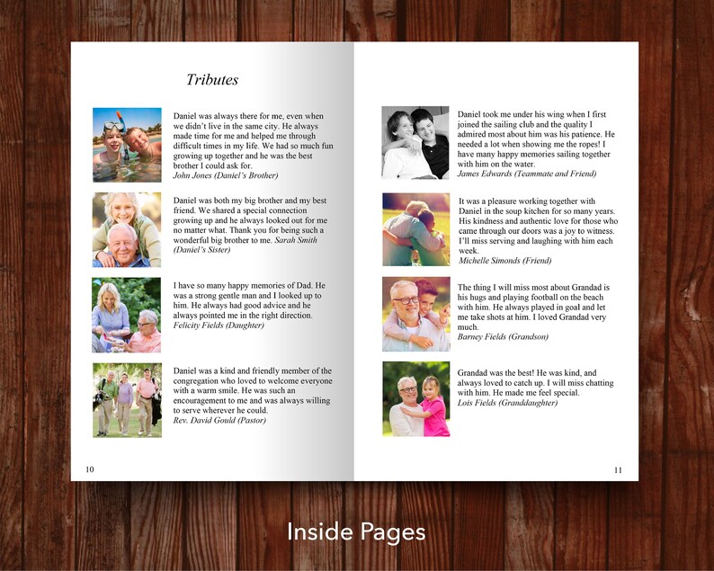 12 Page Funeral Program Template With Photo Collage Obituary | Etsy