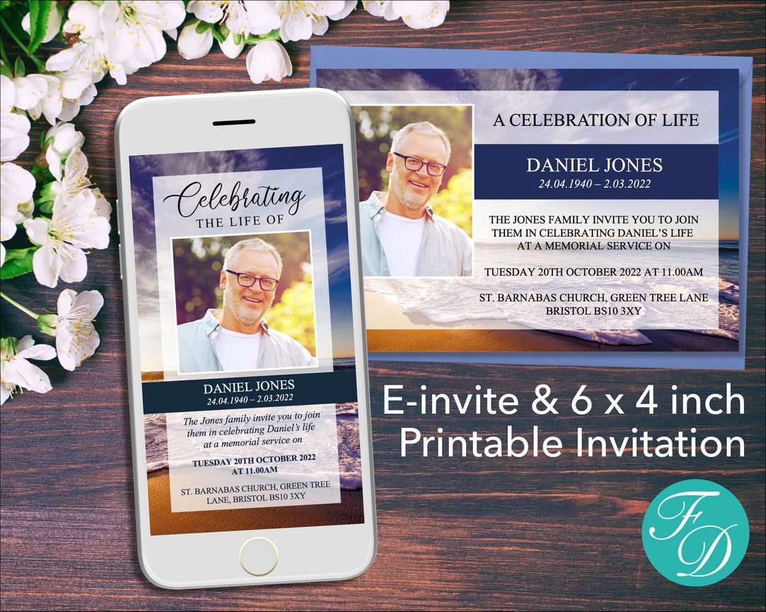 Funeral E-invite & Invitation Card | Celebration of Life Invitation ...