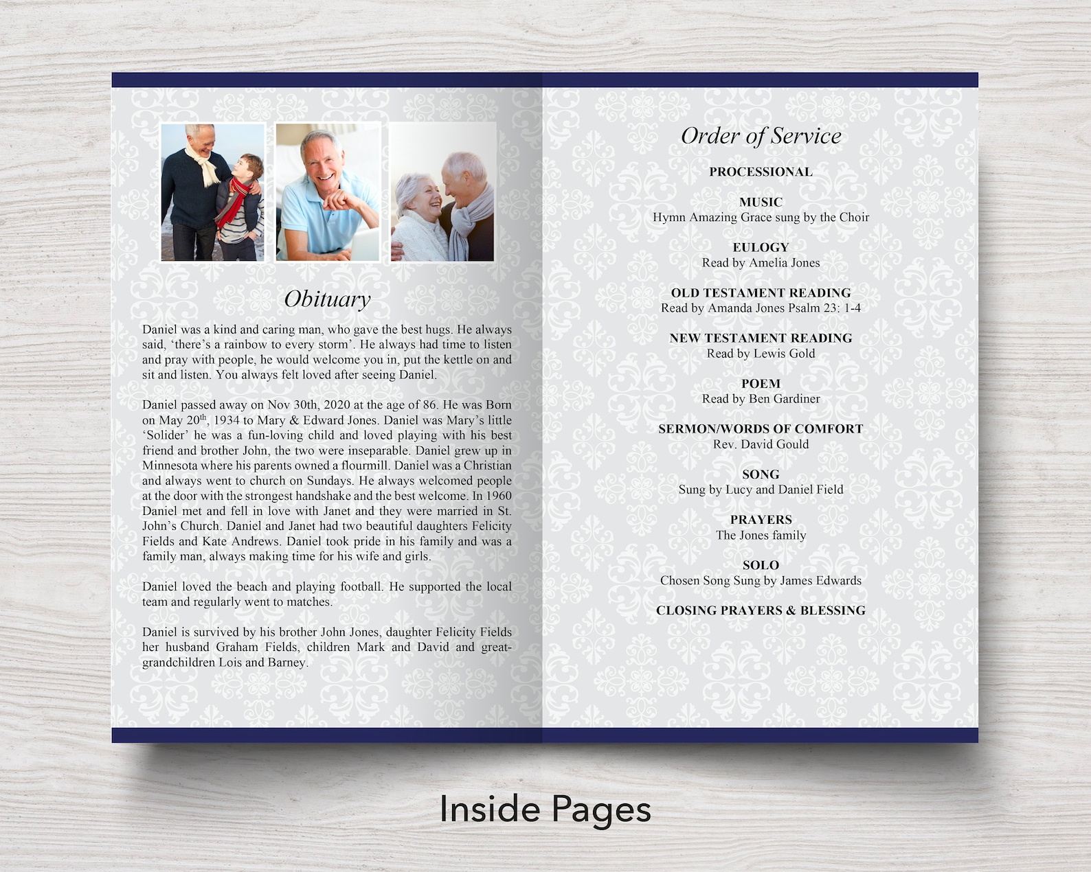 Funeral Program Template for Man Blue Funeral Program - Etsy UK