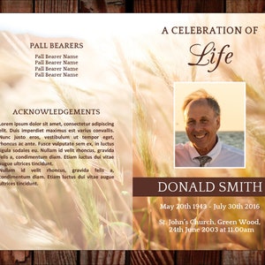 Setting Sun Funeral Program Template | Celebration of Life Program ...