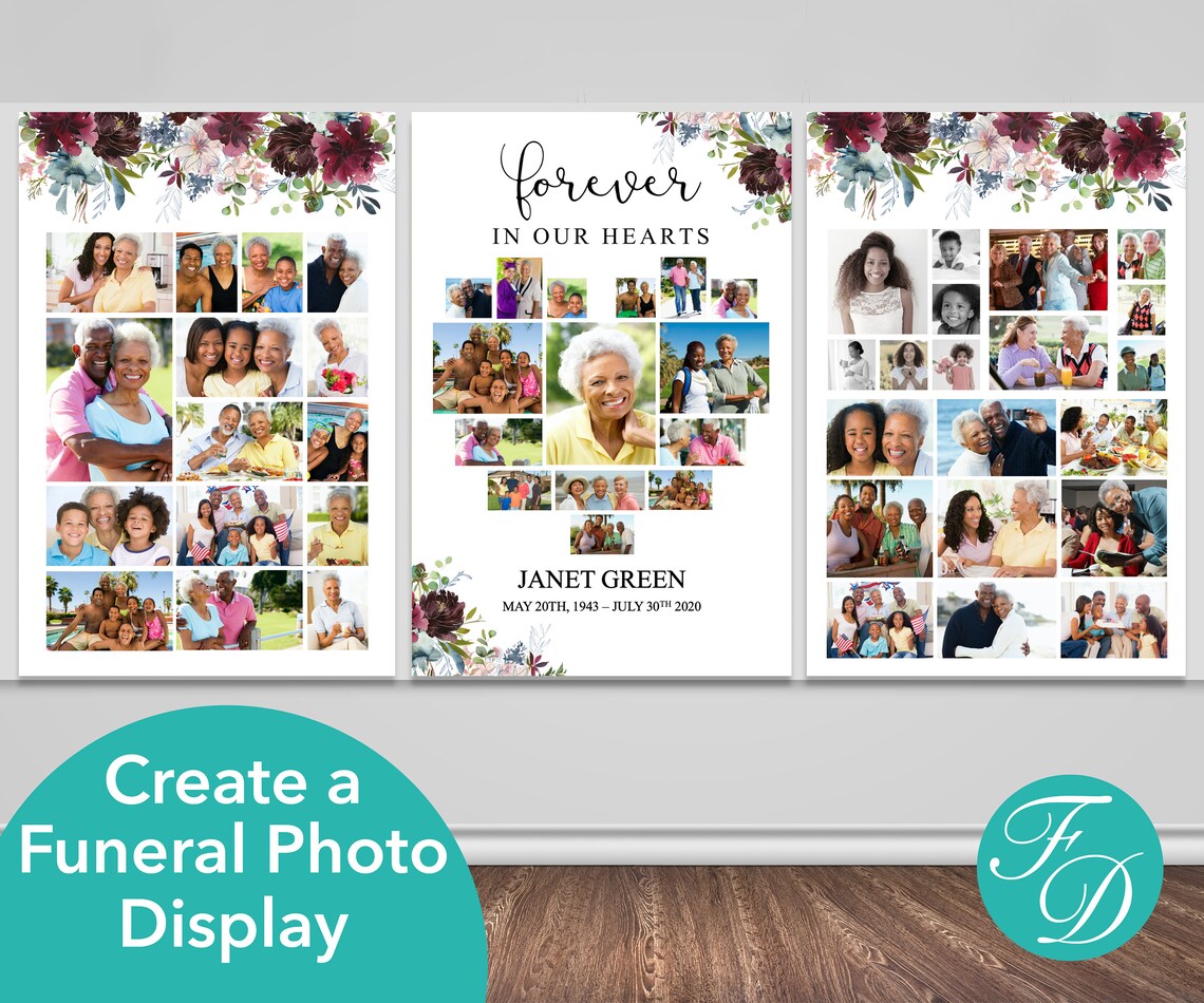 Floral Funeral Photo Display Bundle Funeral Welcome Sign | Etsy