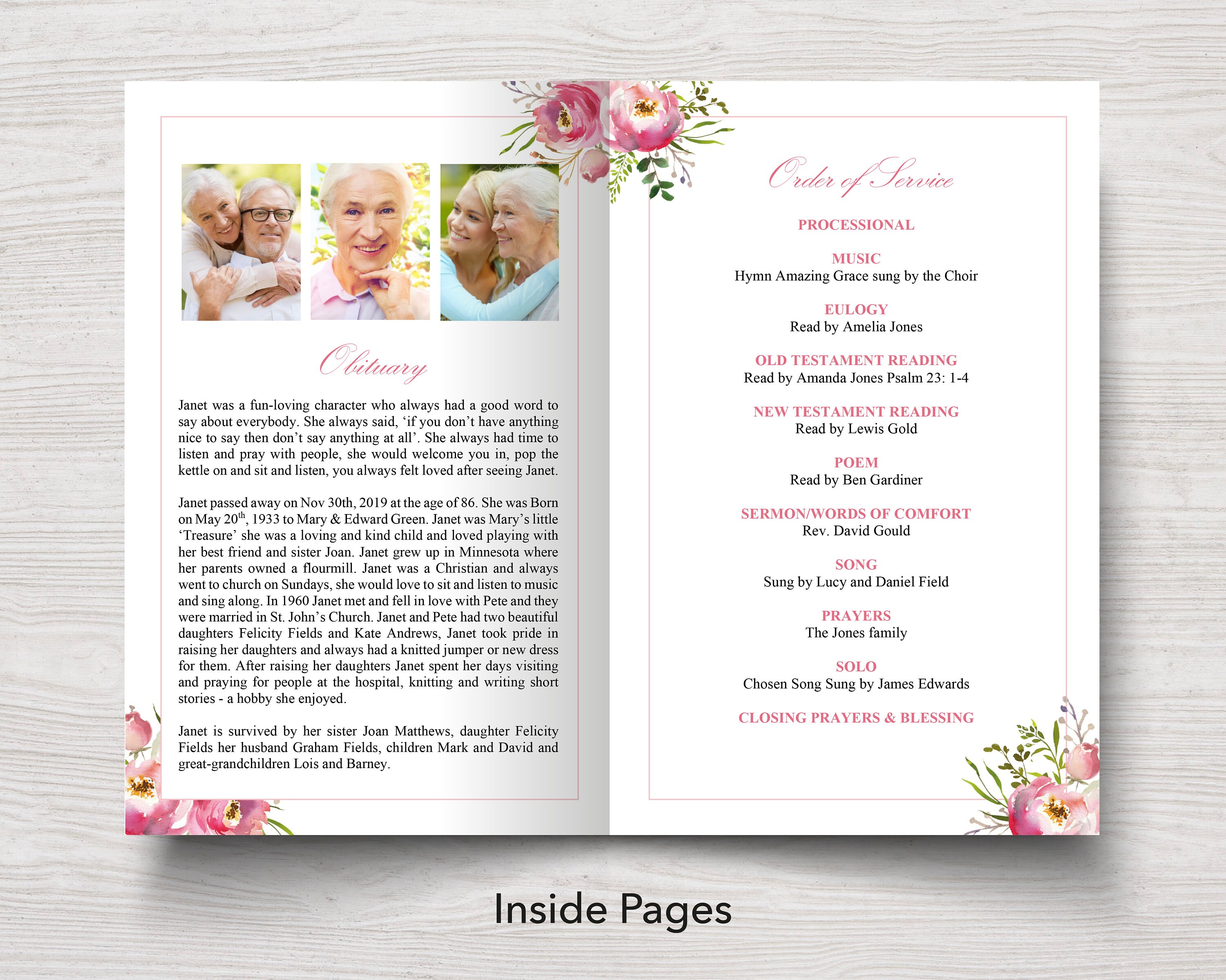 Funeral Program Template Order of Service Celebration of - Etsy UK