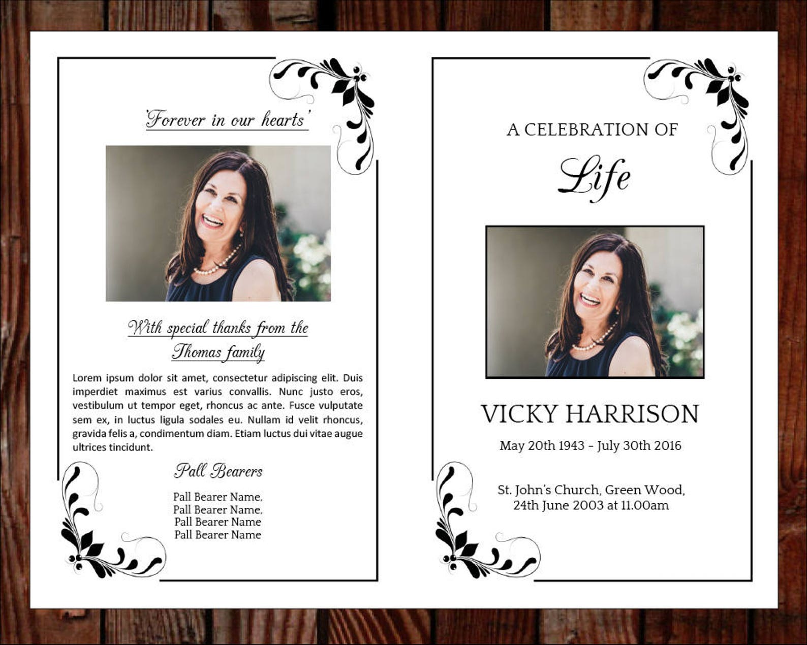 Funeral Program Template for Woman Celebration of Life - Etsy