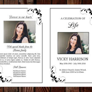 Funeral Program Template For Woman | Celebration Of Life Program With